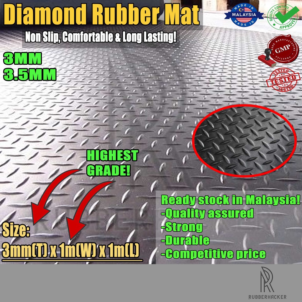 Diamond mat, rubber mat, floor mat, rubber sheet, willow mat (3mm x 1m ...