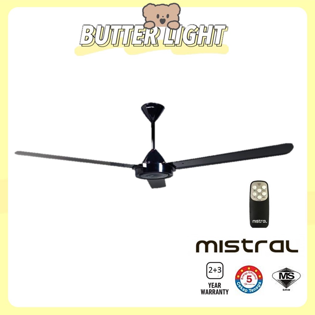 Mistral 60" Ceiling Fan with Remote MCF680R - Black (Warranty 3Years ...