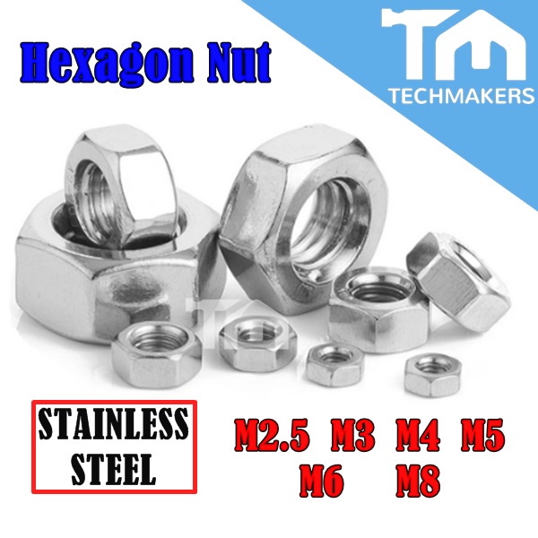 1pcs of M2.5/M3/M4/M5/M6/M8 Nut Stainless Steel 304 Hex Hexagon Nut Screw DIN934 TechMakers ...