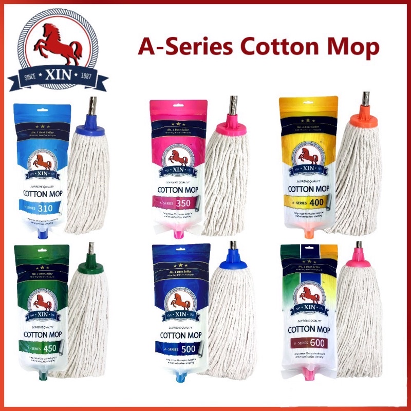 XIN Horse Brand A-Series White Cotton Mop / Mop Lantai Putih Cotton ...