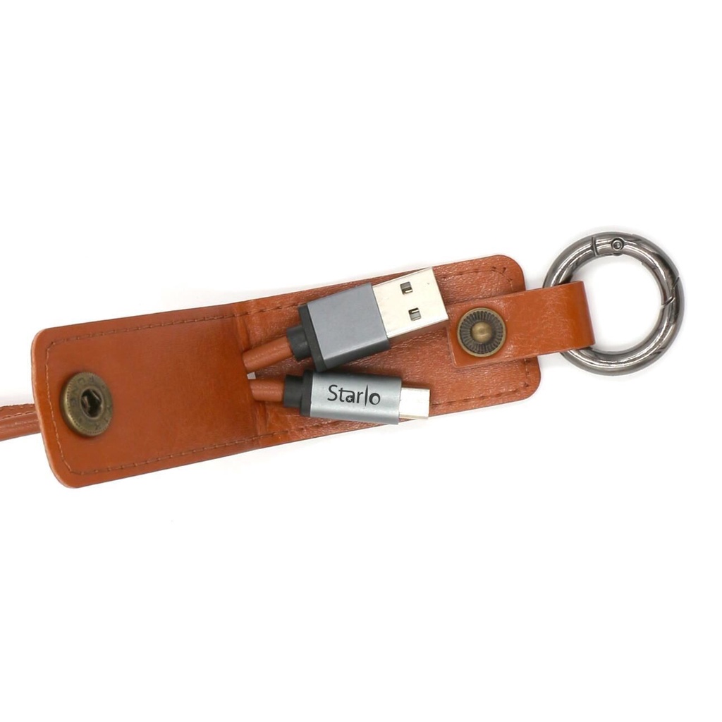 [READY STOCK] STARLO PU LEATHER KEYCHAIN MICRO USB LIGHTNING DATA CABLE ...