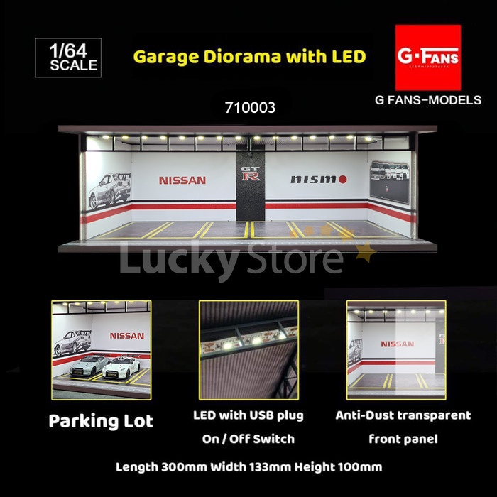 G-fans Models 1/64 Diorama Diecast Nismo Nissan GT-R Garage with LED ...