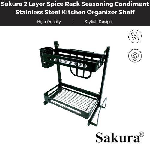 Sakura Stainless Steel 2 Layer Kitchen Sauce Rack / Organizer Shelf ...