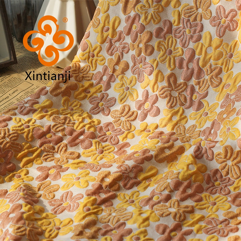 Small Floral Pattern Yarn-dyed Embossed Textured Jacquard Fabric DIY ...