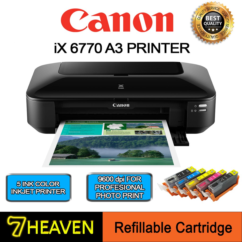 Canon PIXMA iX6770 A3+ Printer with refillable ink cartridge with ink ...