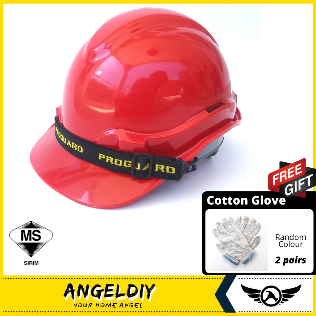 PROGUARD Safety Helmet ( RED ) - 𝐒𝐈𝐑𝐈𝐌 𝐂𝐄𝐑𝐓𝐈𝐅𝐈𝐄𝐃 with Free Gift (2 ...