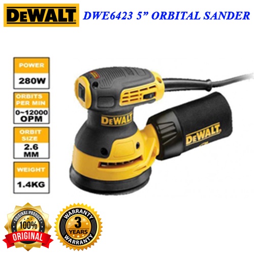 DEWALT DWE6423 5" ROUND ORBITAL SANDER [280W] ROS SANDER WOOD PERABOT ...