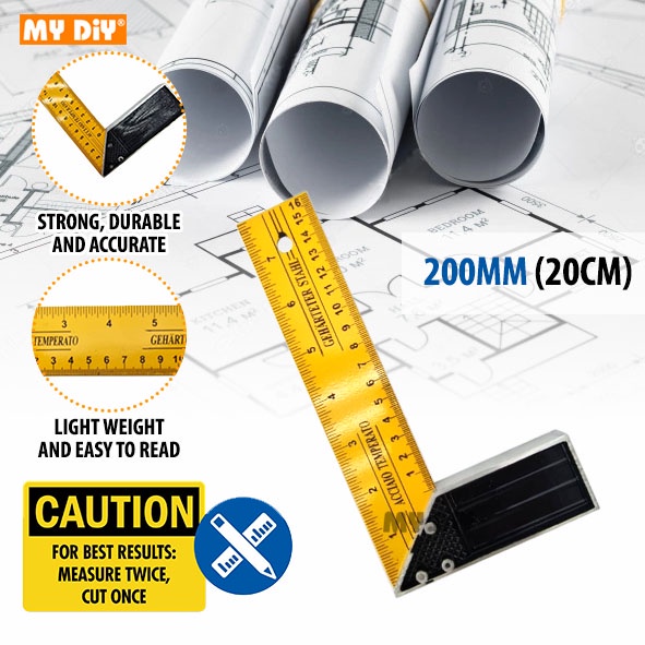 MYDIYHOMEDEPOT - Aluminium Try Square Ruler Wood Working Angle Ruler ...