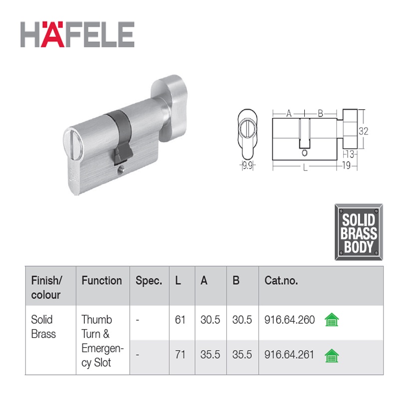 HAFELE PROFILE CYLINDER LOCKSET 916.64.[260-261] | Shopee Malaysia
