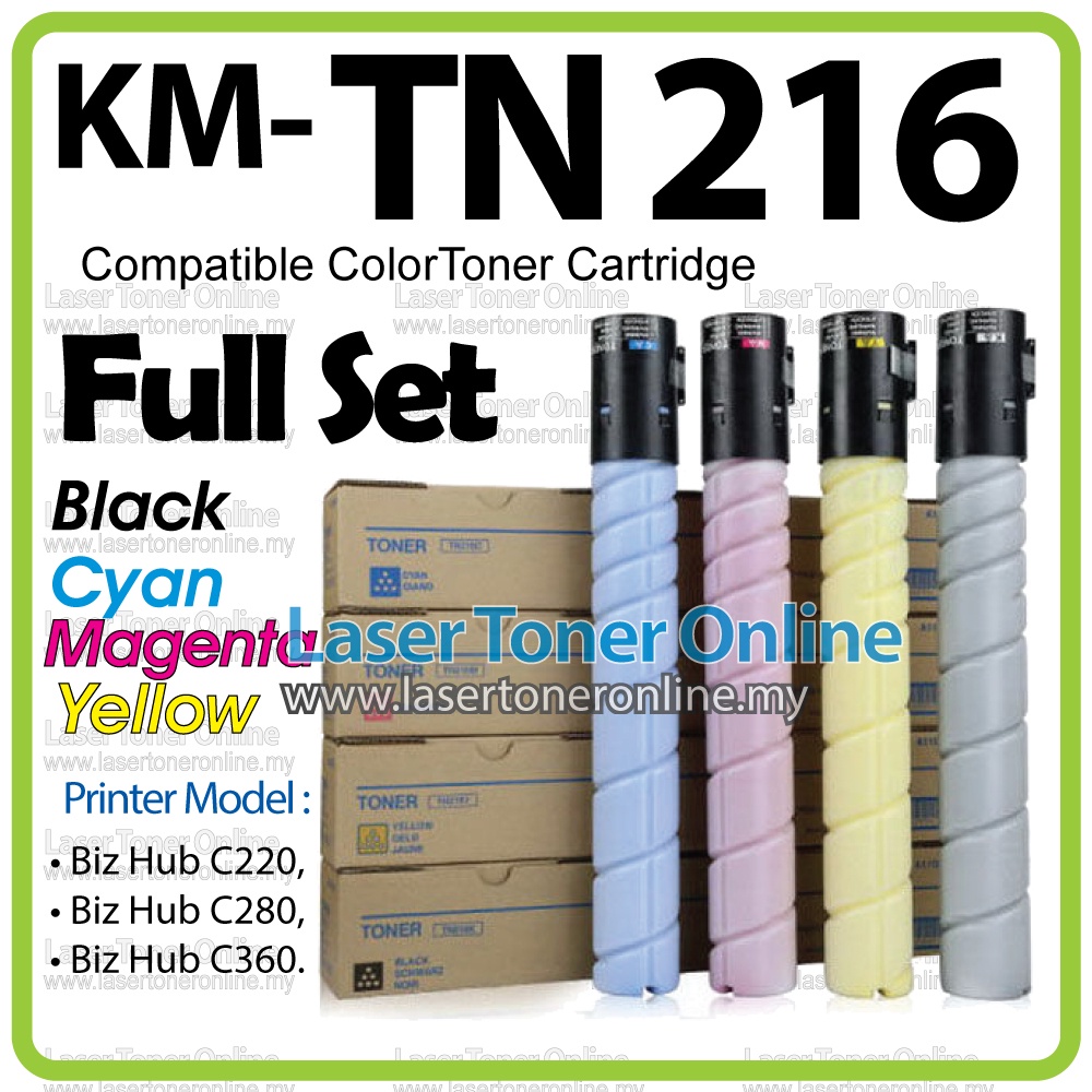 Set Compatible Konica Minolta Bizhub C220 C280 TN216 TN216K TN216C ...