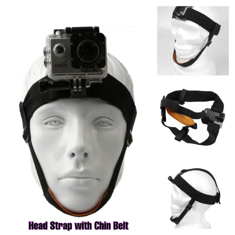 💥Gopro Head Mount / Strap with Head Strap with Chin Belt/Strap For All ...