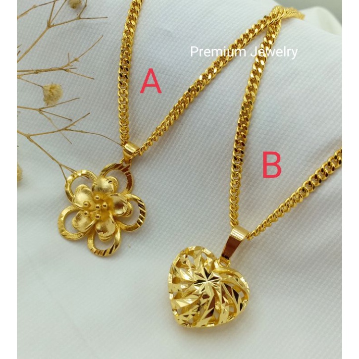 Emas Sadur 24k Necklace Set Rantai Leher+Loket 💥 HARGA BORONG | Shopee ...