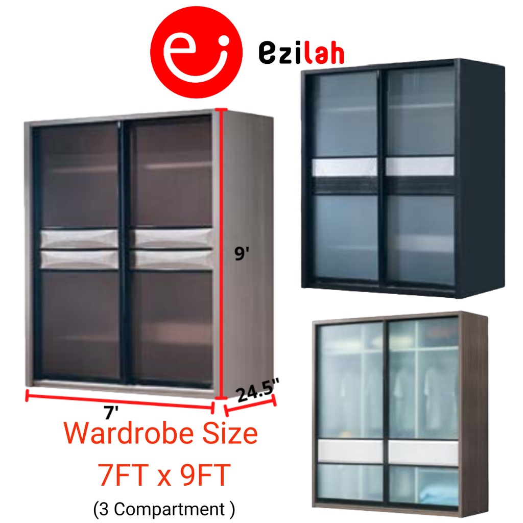 Custom Made Sliding Wardrobe/ Melamine Wardrobe (7ft x 9ft) | Shopee ...