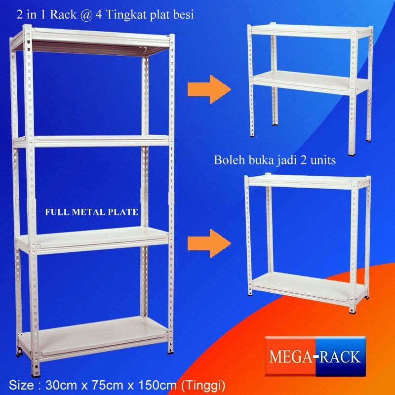 👑👑2 In 1 Rak Besi👑👑rack Diy Boltless Rack Rak Serbaguna Storage Rack Metal Rack