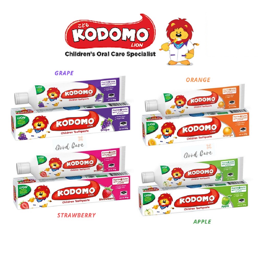 Kodomo Lion Toothpaste 80g ( Apple / Strawberry / Grape / Orange ) Ubat ...