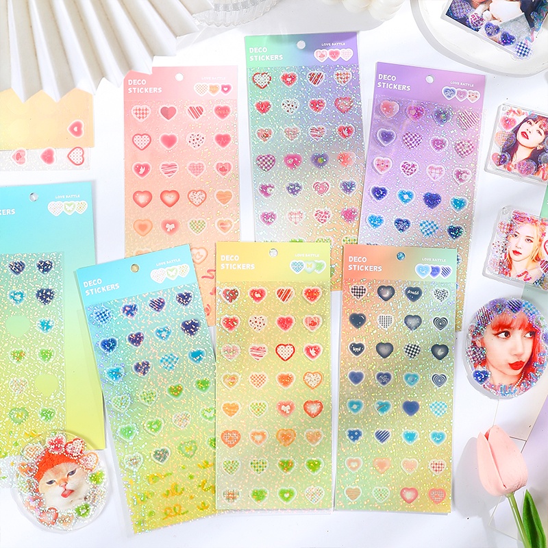 2 Sheets Love Battle Series Glittering Stickers Student Lovely ...