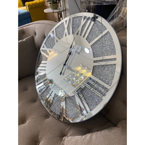 JAM SILVER/GOLD BIG WALL CLOCK HOUSE DECO DIAMOND CRUSH 80CM 60CM READY ...