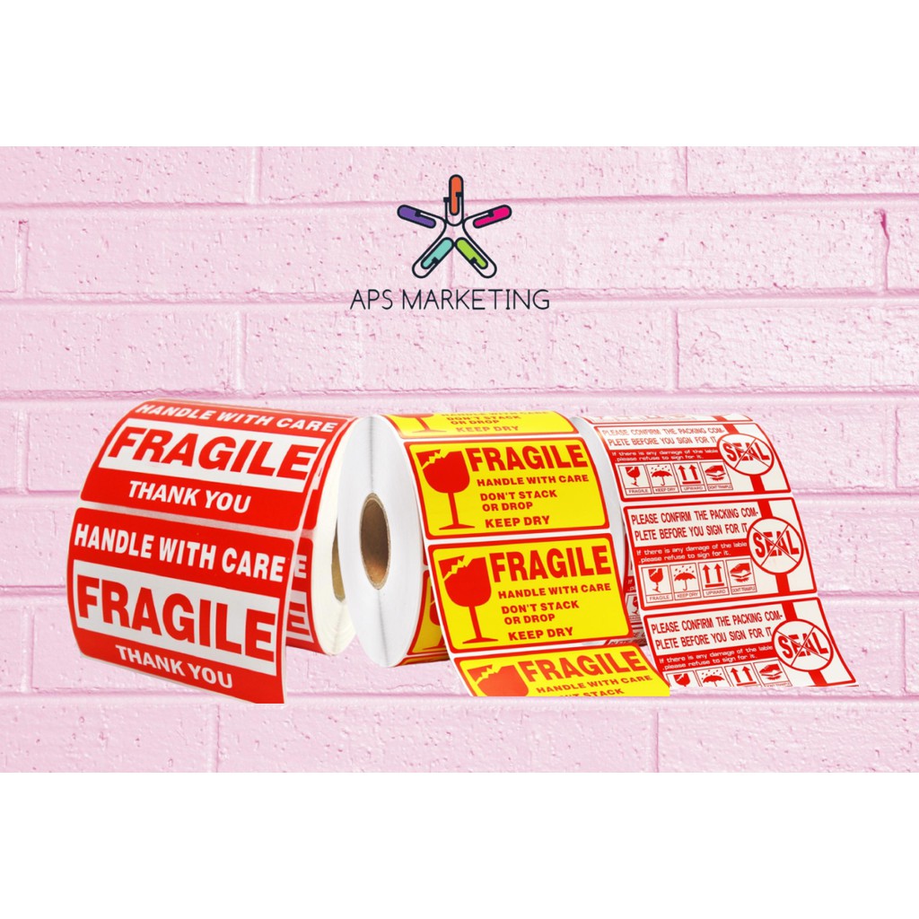 Pelekat Label amaran FRAGILE & SEAL Roll 90mm x 50mm (500pcs/roll ...