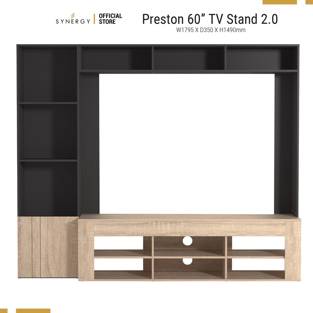 kenzzo.my™ TV Cabinet wall with Shelf Kabinet TV Rak TV Almari TV 60 ...