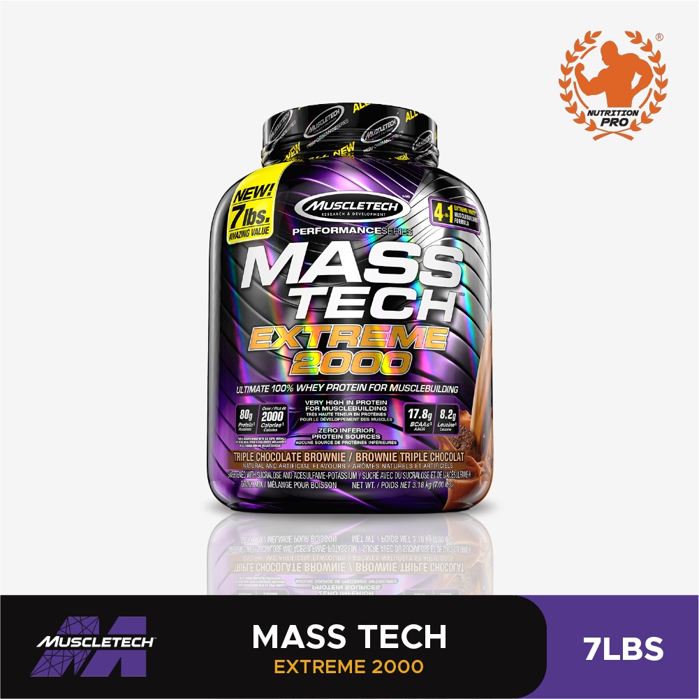 MUSCLETECH MASS-TECH EXTREME 2000 7LBS, WEIGHT GAINER, MASS GAINER ...