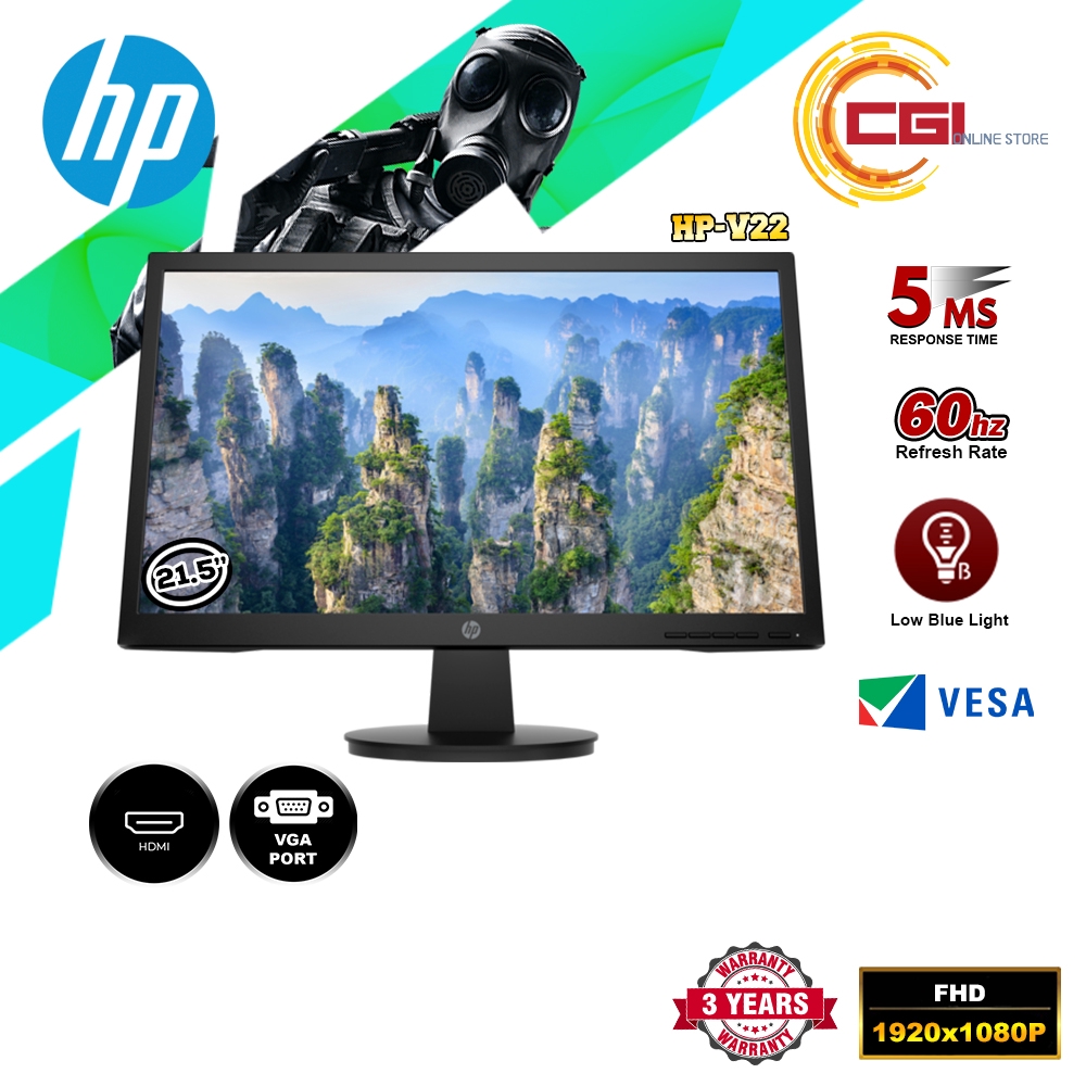 HP V22 21.5" FHD TN 60Hz 5ms Low Blue Light VGA HDMI Monitor (9SV79AA ...