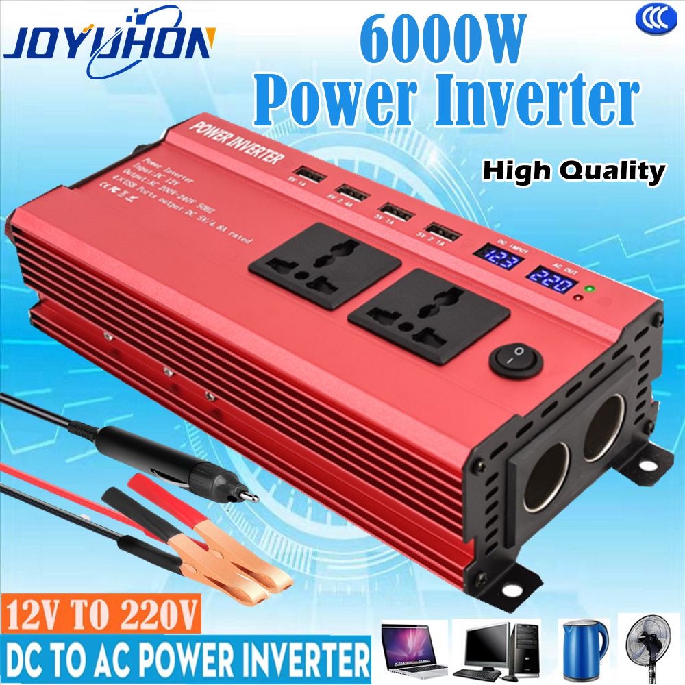 JOYUHON Original 6000W Car Power Inverter DC12V to AC220V with 4 USB 2 ...