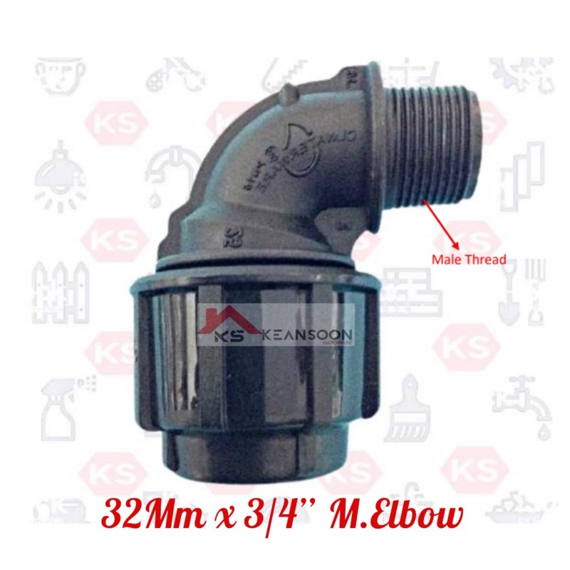 32MM HDPE POLY PIPE FITTINGS MALE FEMALE THREAD EQUAL SOCKET ELBOW TEE ...