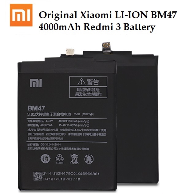 Premium Original Quality XIAOMI LI-ION BM47 4000mAh Xiaomi Redmi 3 OEM ...