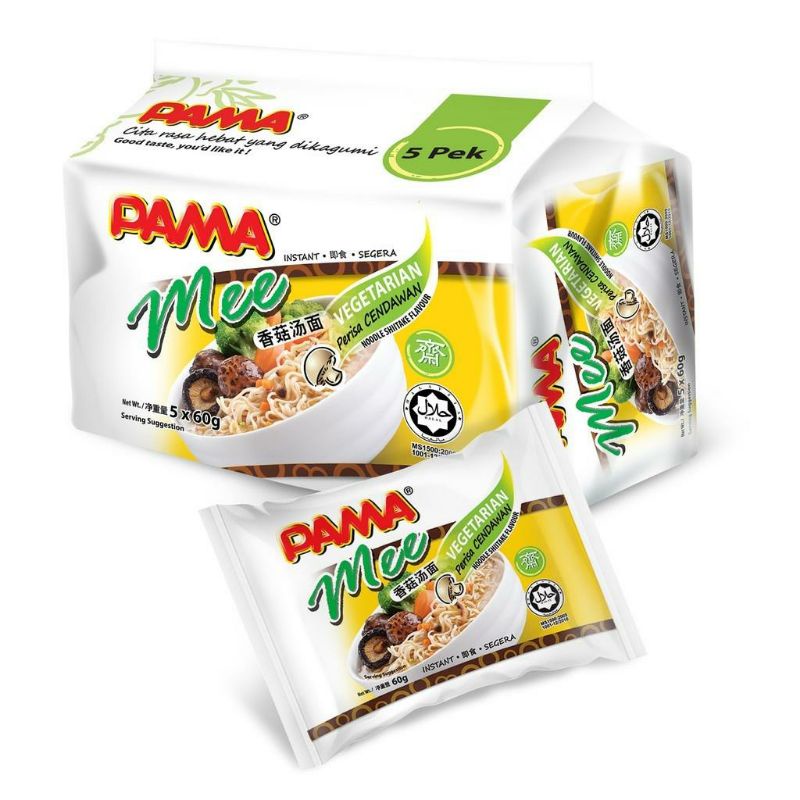 爸妈素香菇汤面Pama mee Vegetarian perisa cendawan 60g×5pcs | Shopee Malaysia