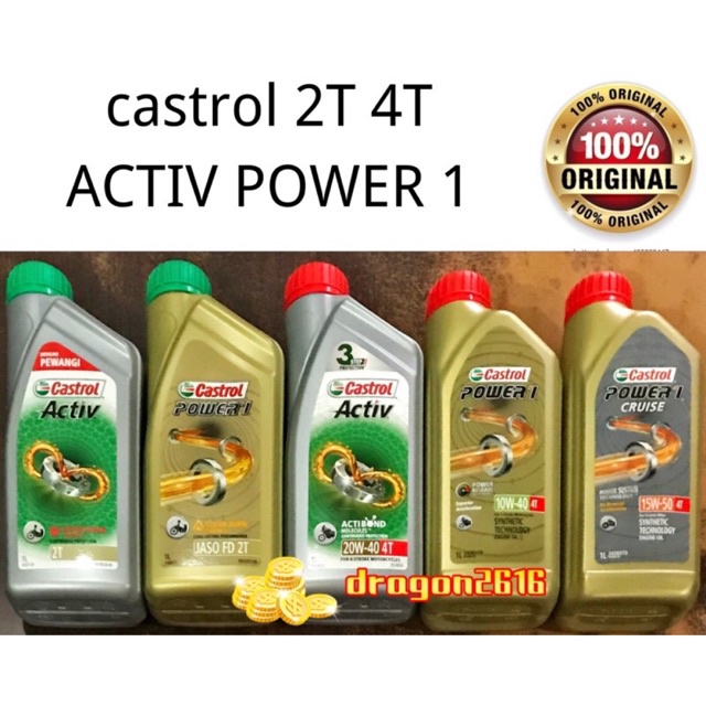 🔥castrol power 1 2T 4T 10w-40 100% original castrol API SN | Shopee ...