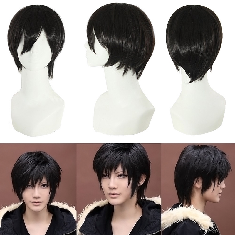 Men Black Short Cosplay Wig Animation Wig Boy's Kylin Black Hair Wig ...