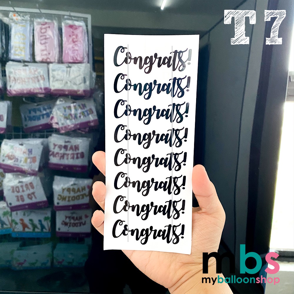 T7 - 8 x Congrats Sticker for 5'' Inch Love Heart Balloons | Shopee ...
