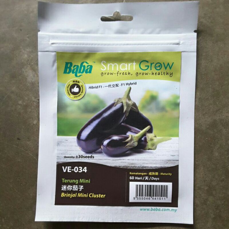 Baba VE-034 Terung Mini 迷你茄子 Brinjal Mini Cluster 30± seeds | Shopee ...