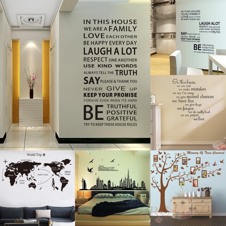 Family House Rules Stickers Wall Decal Removable Art Vinyl Decor Home ...