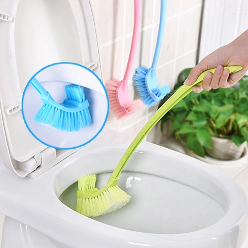Toilet Brush Dead Corner Cleaning Double Two Side Curved Plastic Brush ...