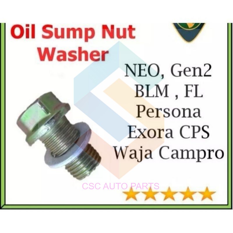 OIL SUMP NUTS WITH ALUMINIUM WAHSER PROTON GEN2 /PERSONA /EXORA /BLM ...