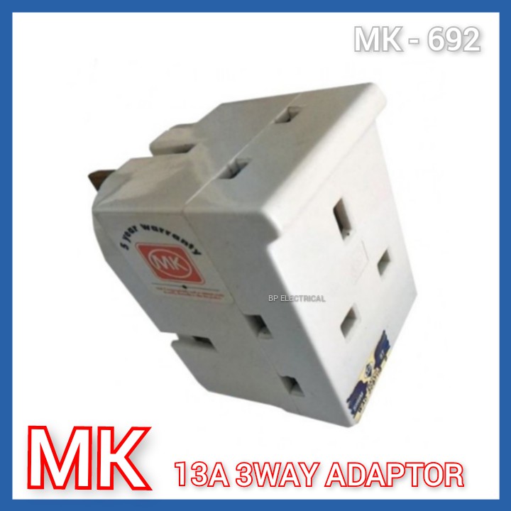 MK 692 Heavy Duty 13 Amp 3 Way Plug Adaptor With Sirim & Fuse | Shopee Malaysia