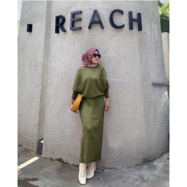 Reach KNIT SKIRT SET, KNIT RIB, MUSLIM HIJAB GAMIS, SET | Shopee Malaysia