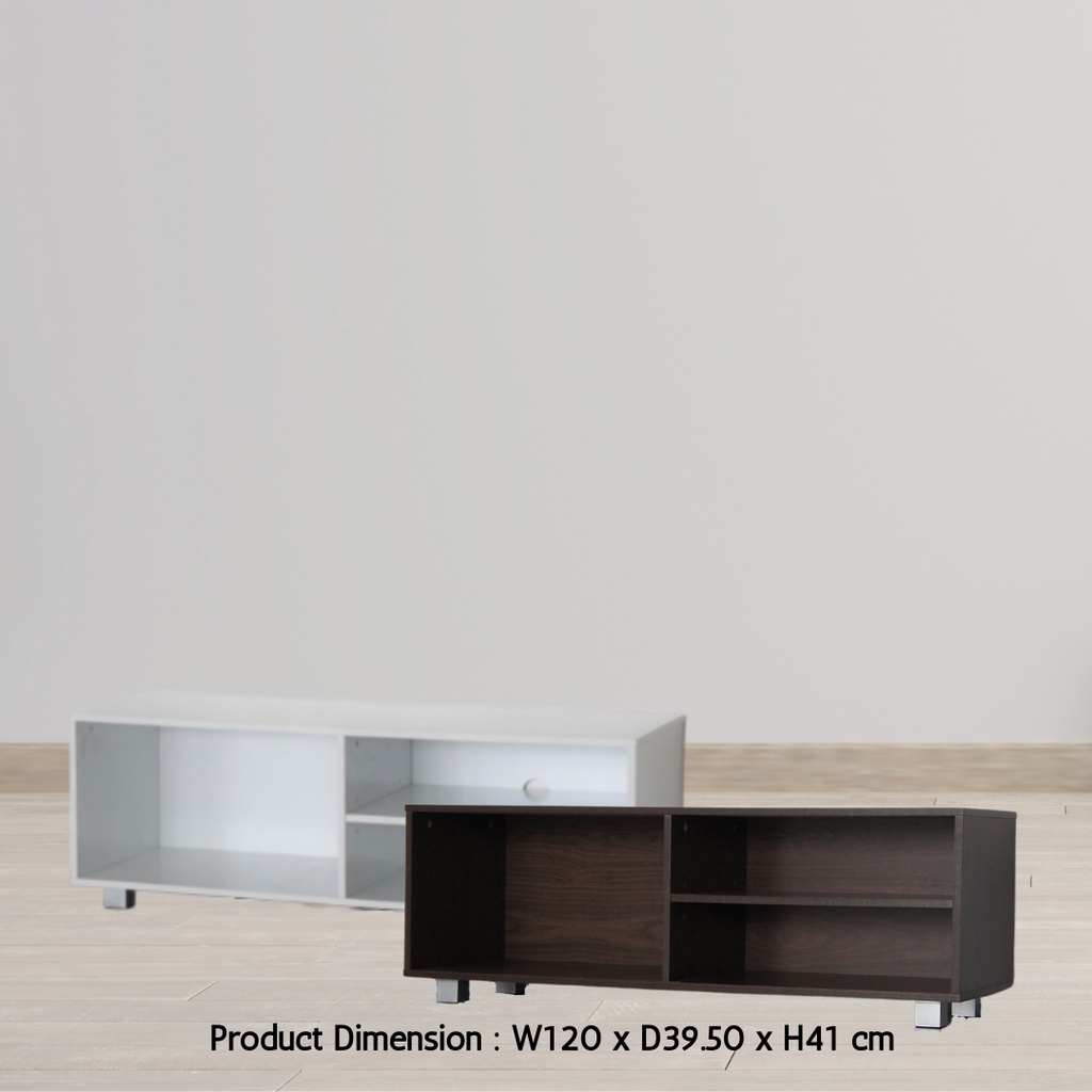 SHIRO Furniture Sage 120 cm TV rack / TV rak / TV Cabinet 2 tier / TV Kabinet 2 layer Walnut ...