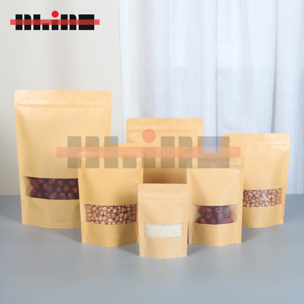 Kraft Paper Bag Zip Lock Paper Bag Food Storage Packaging Bag Kraft ...