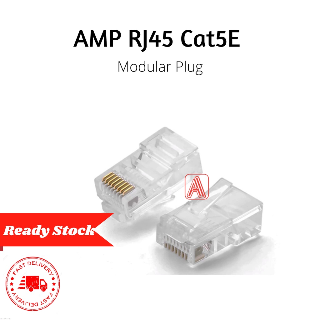 AMP Cat5e Plug 8P8C RJ45 Network Connector (100pcs) | Shopee Malaysia