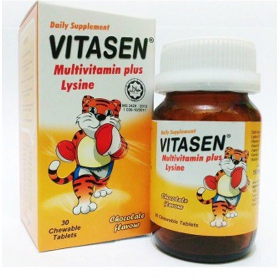 VITASEN MULTIVITAMIN PLUS LYSINE 30'S / 60'S CHEWABLE TABLET ORANGE ...