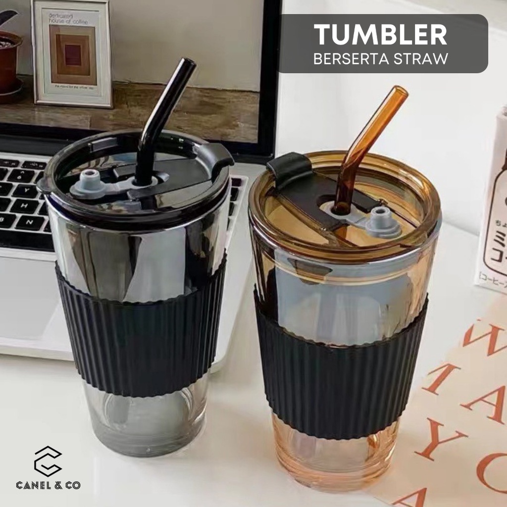 450ML Glass Coffee Tea Cup Drinks Water Tumbler Bottle with Glossy ...