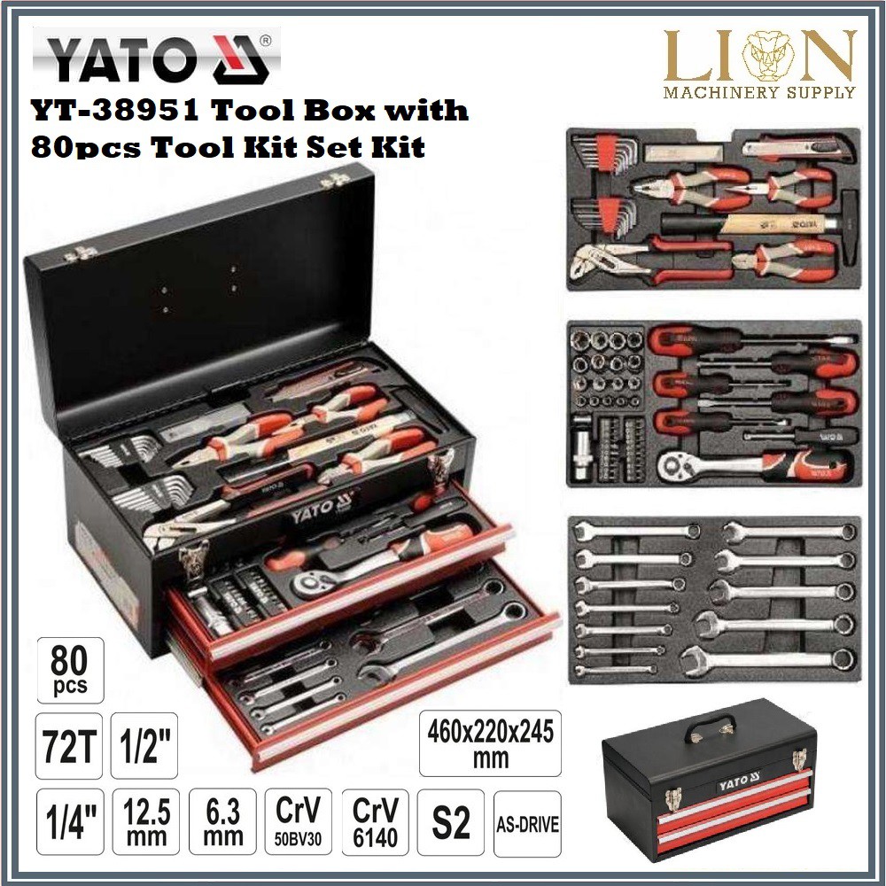Yato Professional Tool Box with 80pcs Tools Kit Set | Shopee Malaysia