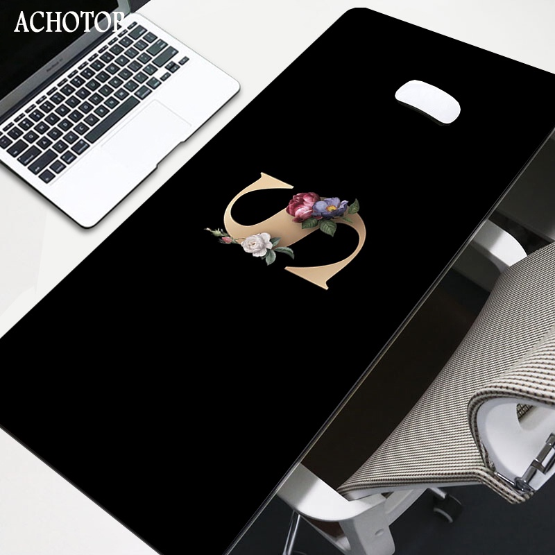 Flower Letter Mouse Pad Initial Name Large Mousepad Company Table Mat ...