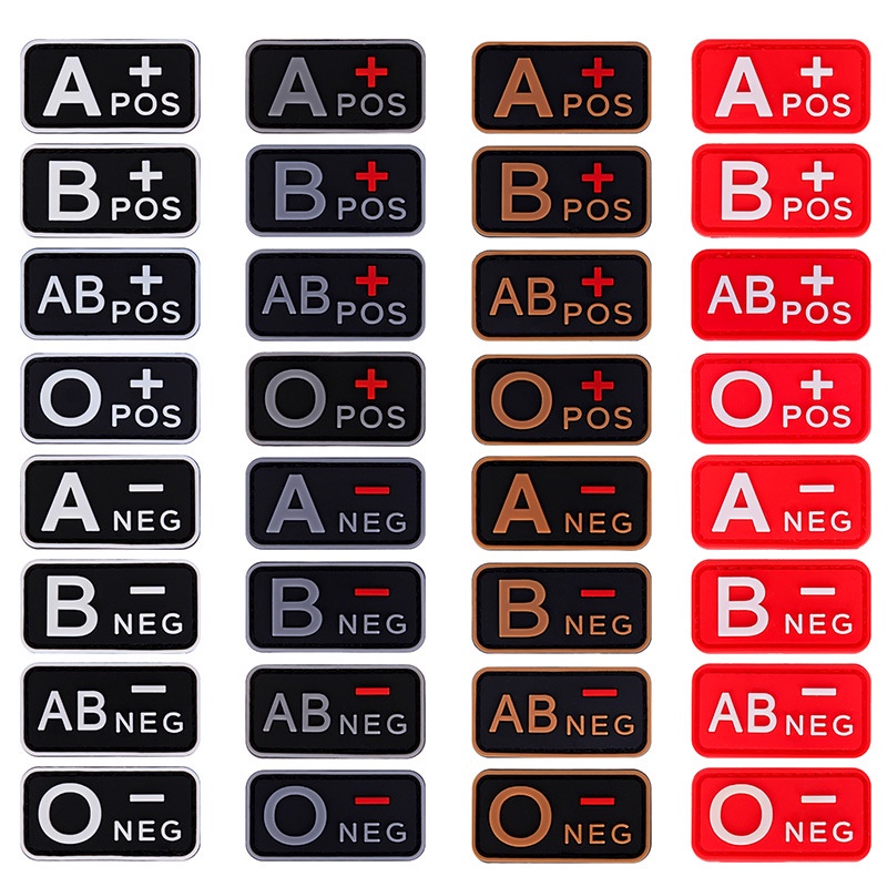 Velcro badge 3D PVC luminous blood group badge blood group magic label ...