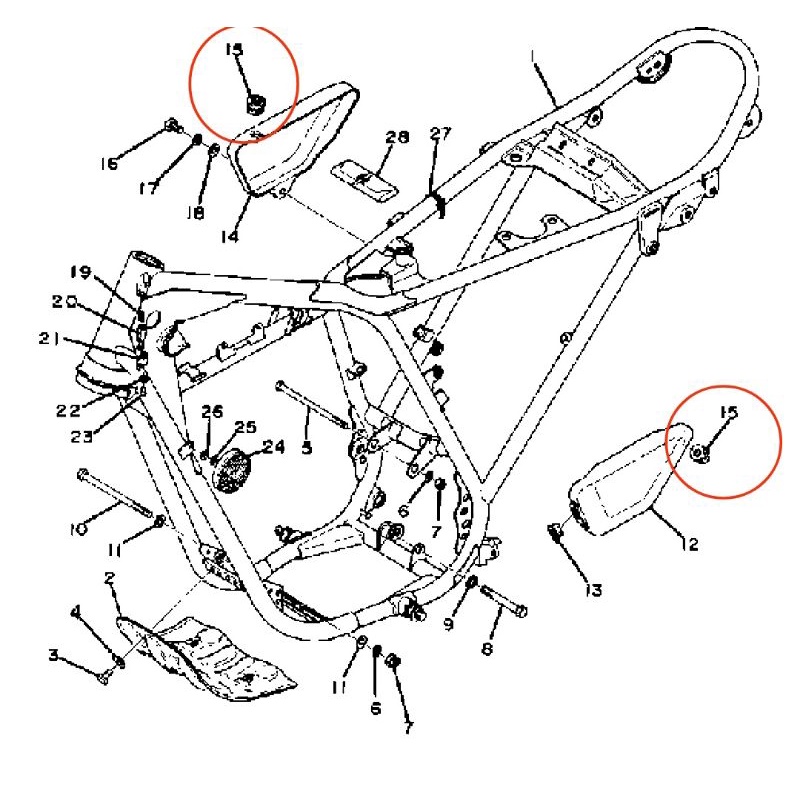 Rubber Side Cover Filter Yamaha DT100 Left Right Triangle Plastic Set ...