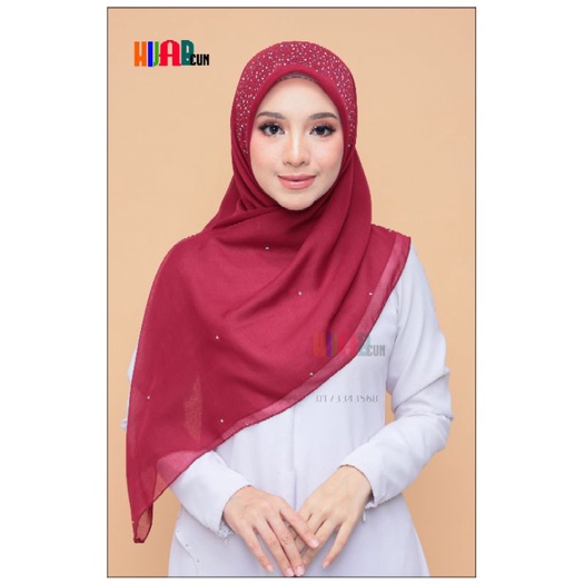 Tudung Bawal Manik Batu Tabur Bidang 45 Cotton Plain Diamond White ...