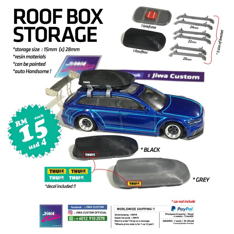 Roofbox Storage For Hotwheels & 1:64 diecast (THULE) ROOF RACK / CANT ...