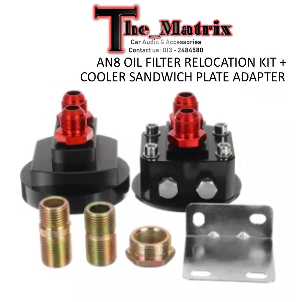 AN8 OIL FILTER RELOCATION KIT + COOLER SANDWICH PLATE ADAPTER | Shopee ...
